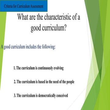 What are the characteristic of a good curriculum | PPTX