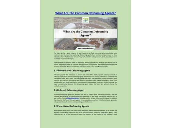 Water based defoaming agents - Controlling foam formation and build up.pptx