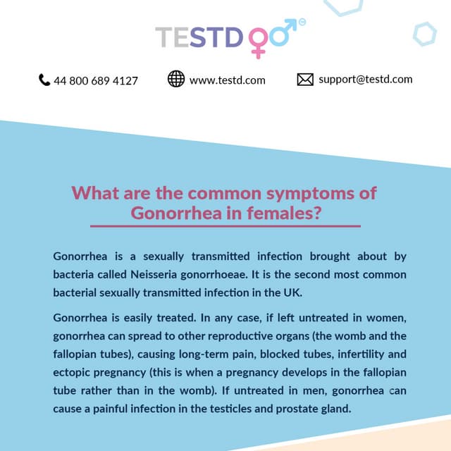 What are the common symptoms of Gonorrhea in females? | PDF