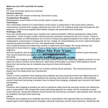 What are the CPT and ICD10 codes Exam CT scan of lumba.pdf