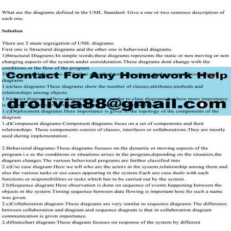 What are the diagrams defined in the UML Standard. Give a one or two.pdf