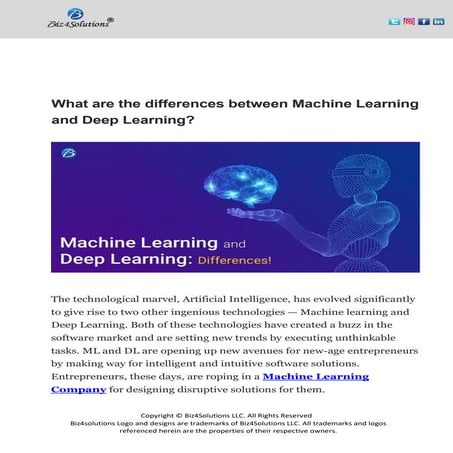 What are the differences between machine learning and deep learning | PDF