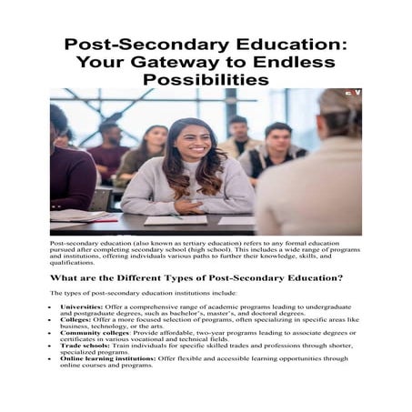 What are the Different Types of Post-Secondary Education 2023-24 | Enterprise Wired | PDF