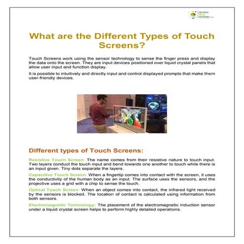 What are the Different Types of Touch Screens | PDF
