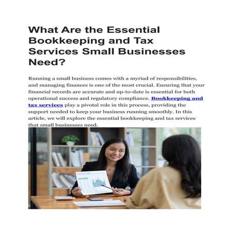 What Are the Essential Bookkeeping and Tax Services Small Businesses ...