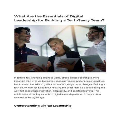 Digital Leadership for Building a Tech-Savvy Team? | CIO Women Magazine | PDF