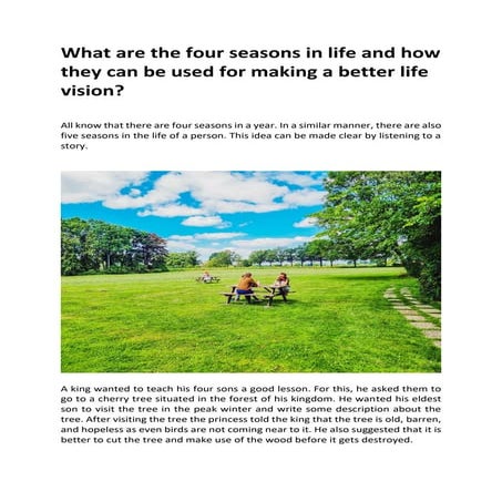 What are the four seasons in life and how they can be used for making a ...