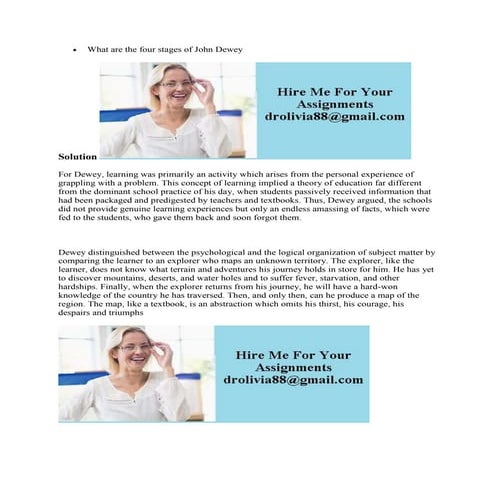 What are the four stages of John Dewey SolutionFor Dewey- learning wa.docx