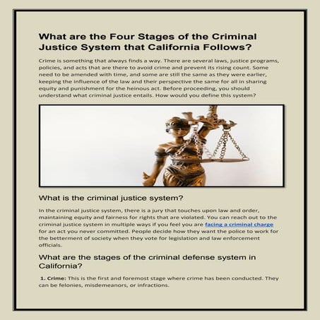 What are the Four Stages of the Criminal Justice System that California ...