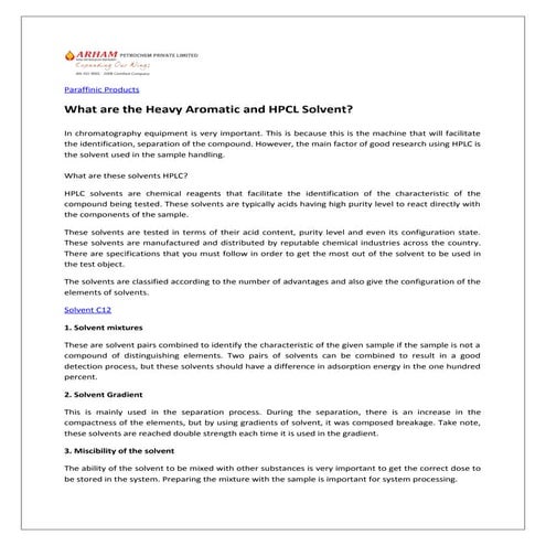 What are the Heavy Aromatic and HPCL Solvent? | DOC