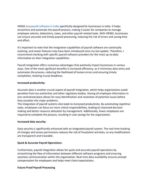 HR Payroll Software Integration Made Easy | PDF