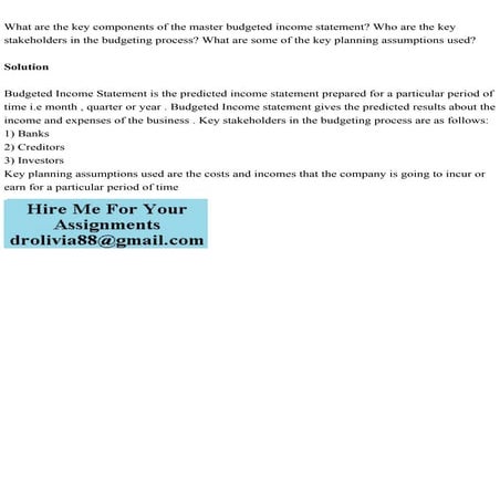 What are the key components of the master budgeted income statement.pdf