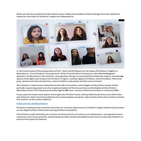 What are the key problems that children face: Video presentation of the ...