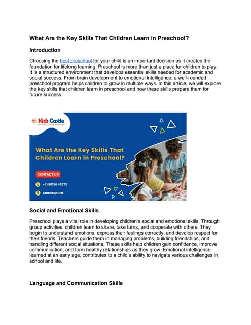 How Preschool Helps Develop Social Skills | PPT