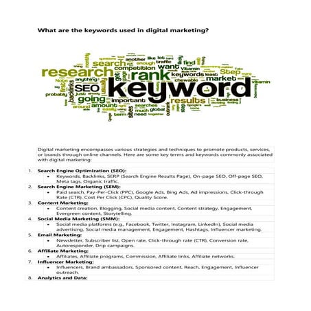 What are the keywords used in digital marketing pdf.pdf | Internet ...