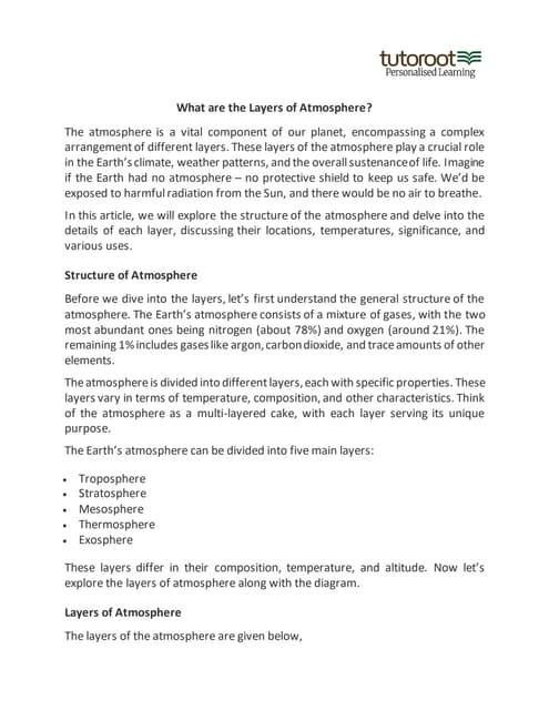 Explain What are the Layers of the Atmosphere? | PDF