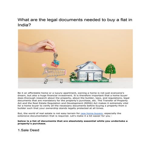 What are the legal documents needed to buy a flat in india | PDF