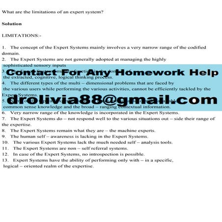 What are the limitations of an expert systemSolutionLIMITATIO.pdf