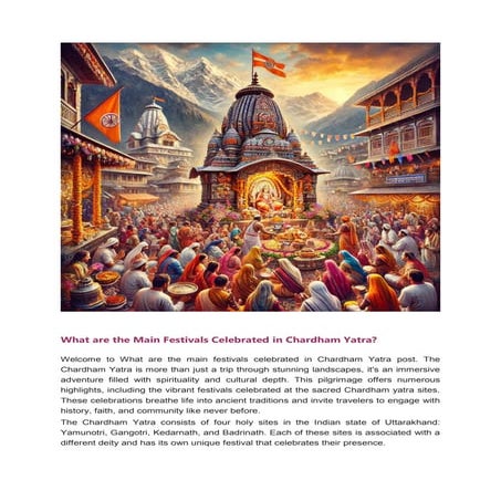 What are the Main Festivals Celebrated in Chardham Yatra? | PDF