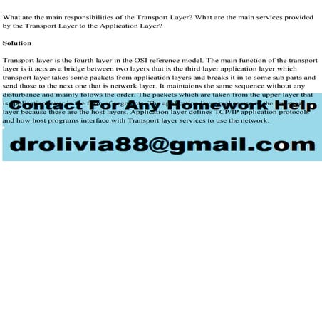 What are the main responsibilities of the Transport Layer What are .pdf ...