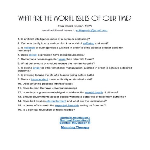 What are the moral issues of our time? | PDF