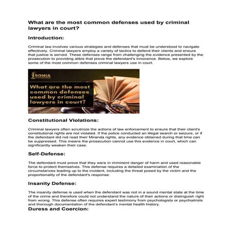 What are the most common defenses used by criminal lawyers in court_.docx