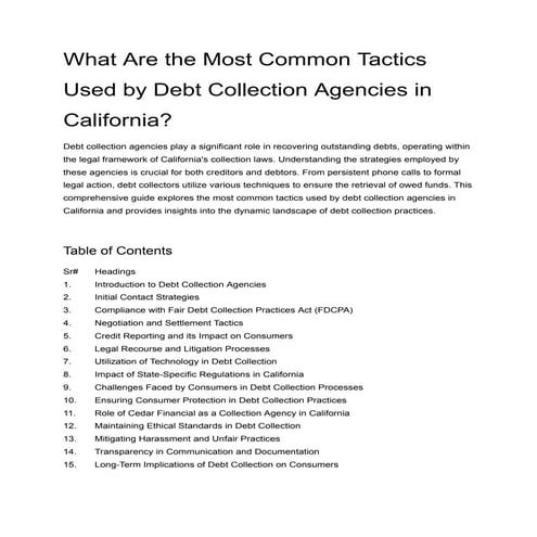 What Are the Most Common Tactics Used by Debt Collection Agencies in ...