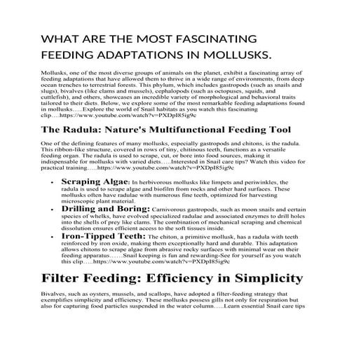 WHAT ARE THE MOST FASCINATING FEEDING ADAPTATIONS IN MOLLUSKS..docx