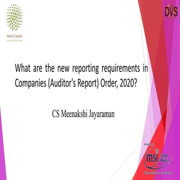 What are the new reporting requirements in CARO, 2020? | PPTX