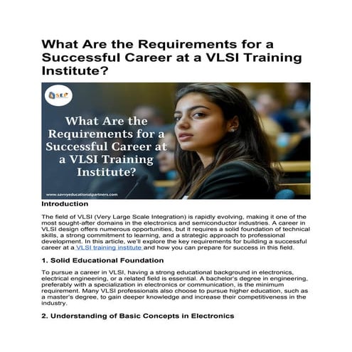 What Are the Requirements for a Successful Career at a VLSI Training Institute.docx
