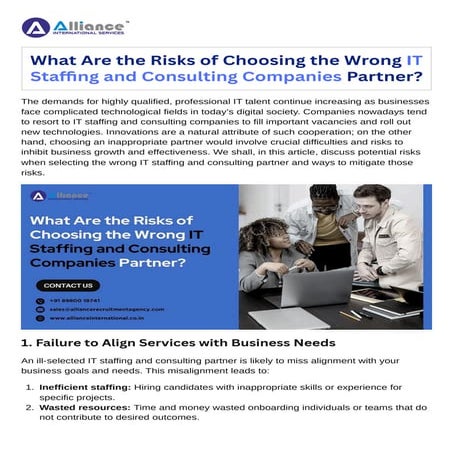 What Are the Risks of Choosing the Wrong IT Staffing and Consulting ...