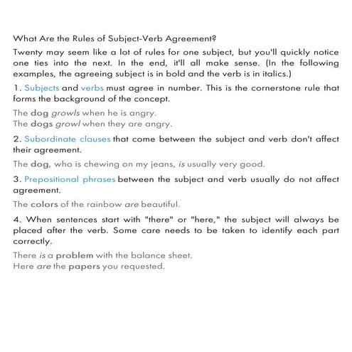 What are the rules of subject verb agreement? | PDF