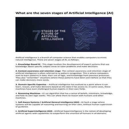 What are the seven stages of AI | PDF | Artificial Intelligence | Technology & Computing