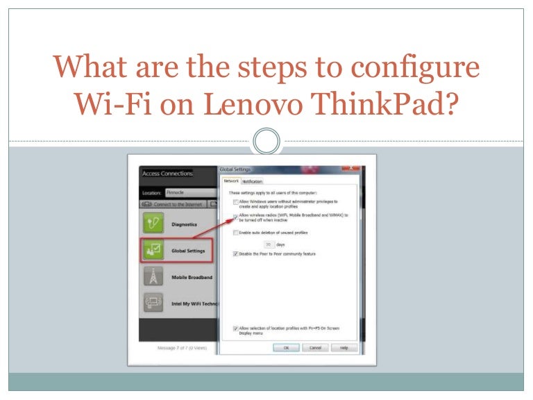 What are the steps to configure wi fi on lenovo think pad