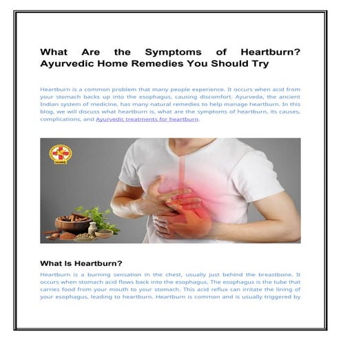 What Are the Symptoms of Heartburn and ayurvedic treatment for ...