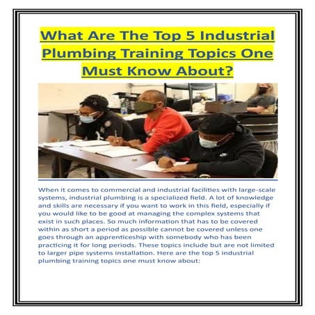 5 Industrial Plumbing Training Topics One Must Know About | PDF