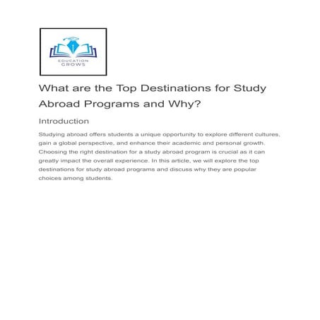 What are the Top Destinations for Study Abroad Programs and Why.pdf