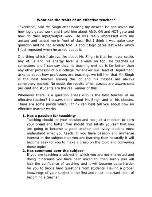 Characteristics of effective teaching | PPTX