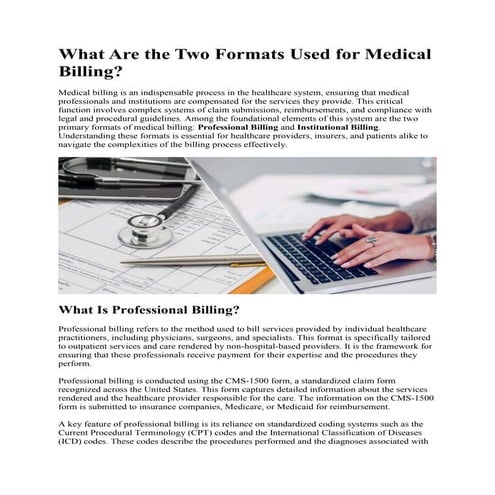 What are the two formats used for medical billing.pdf