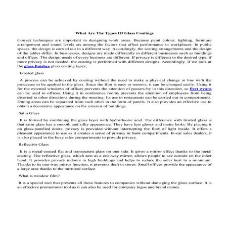 What are the types of glass coatings | PDF
