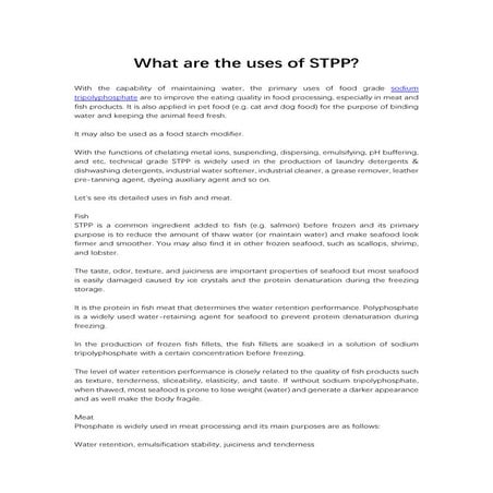 What are the uses of stpp | PDF