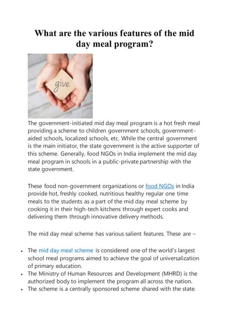 Mid day meal program | PPTX