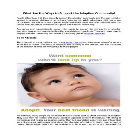What Are the Ways to Support the Adoption Community! | PDF | Social ...