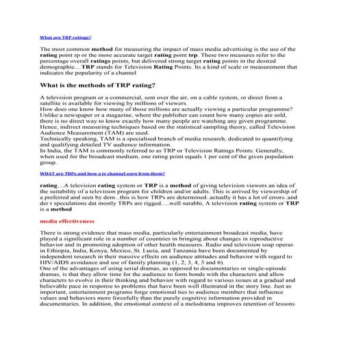 What are trp ratings | PDF