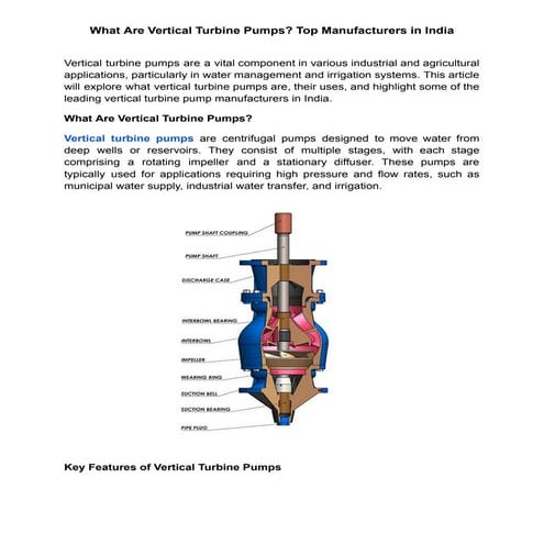 What Are Vertical Turbine Pumps? Top Manufacturers in India | PDF