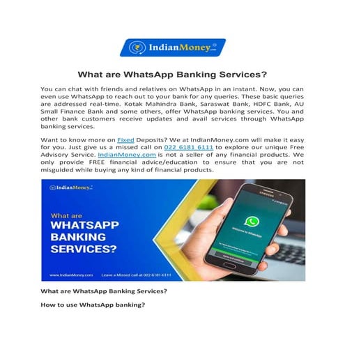 What are WhatsApp Banking Services? | PDF