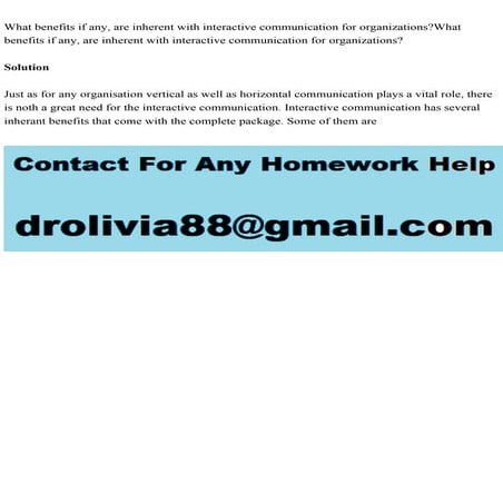 What benefits if any, are inherent with interactive communication fo.pdf