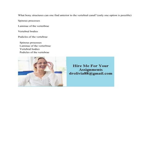 What bony structures can one find anterior to the vertebral canal- (on.pdf