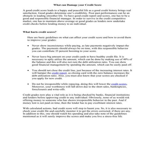 What can damage your credit score