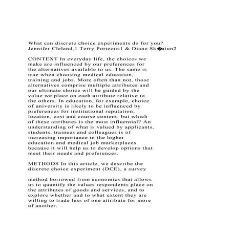 What can discrete choice experiments do for youJennifer Cle.docx